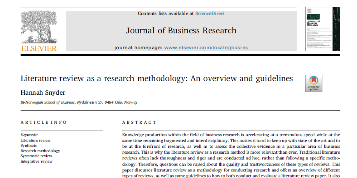 Literature review as a research methodology: An overview and guidelines ...